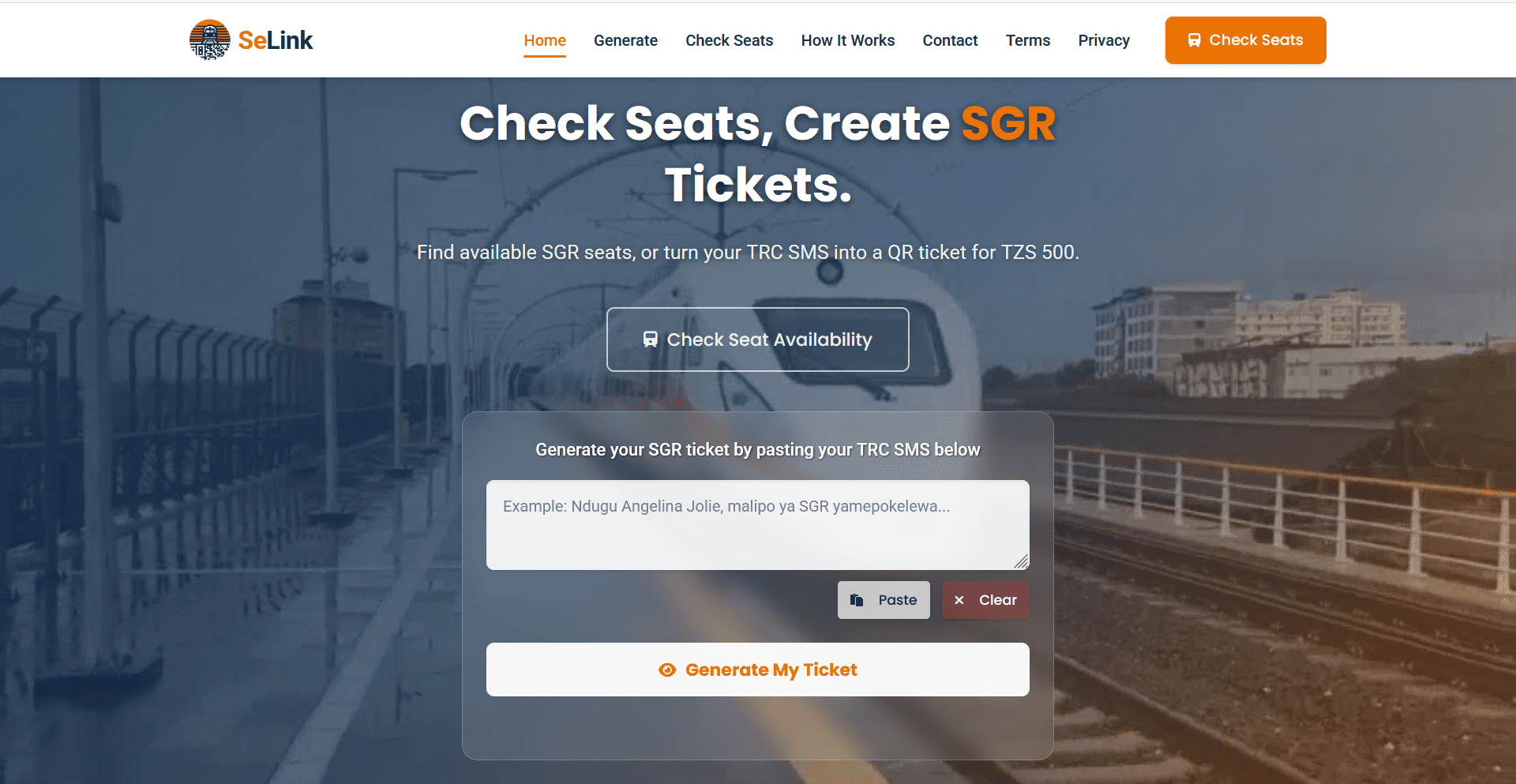 SeLink - SGR Seat Availability & Digital Tickets | Tanzania